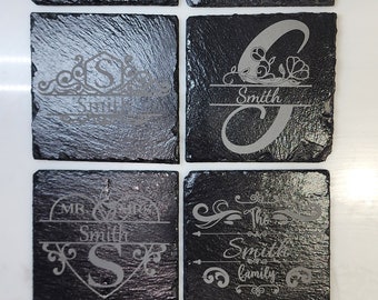 Personalized Monogram Slate Coaster, Wedding Gift, Coasters, Monogram ...