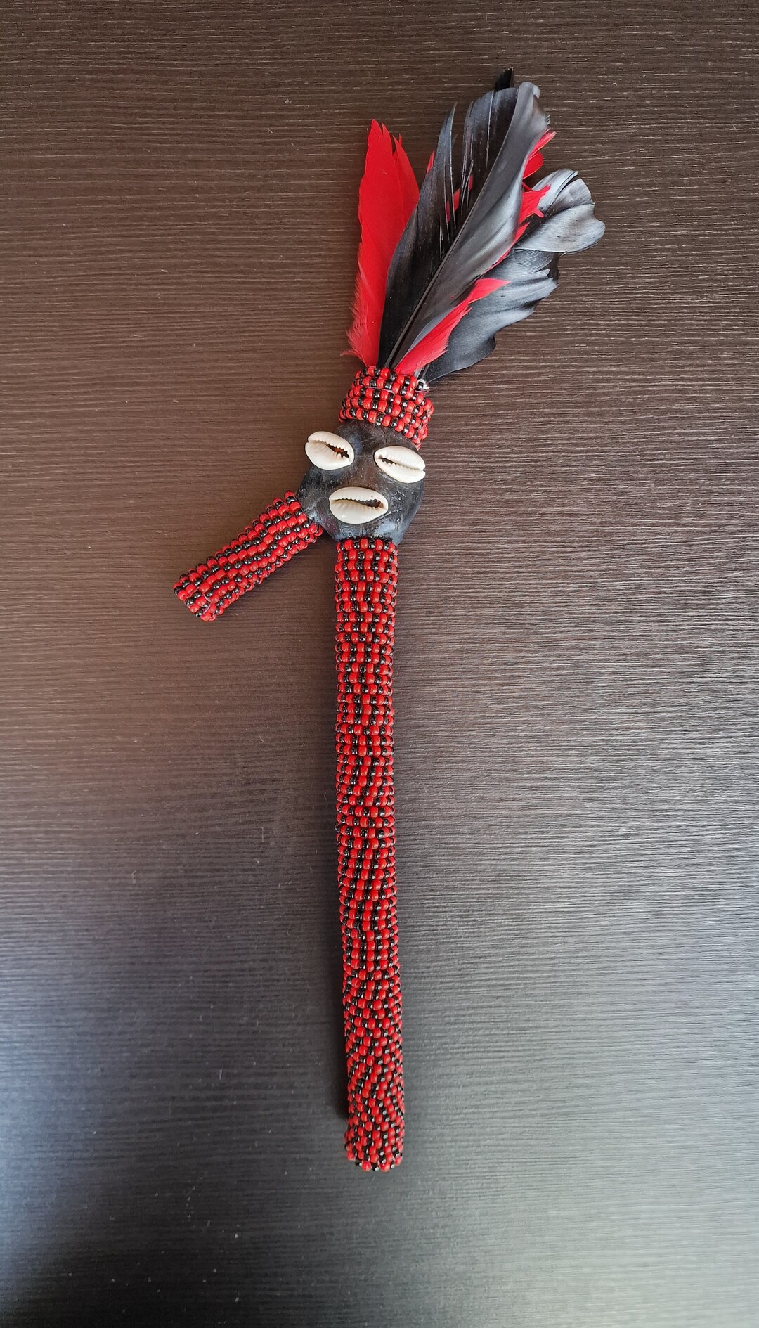 Guava Doodle Decorated With Feathers, Beads and Cowries. Santería, Osha ...