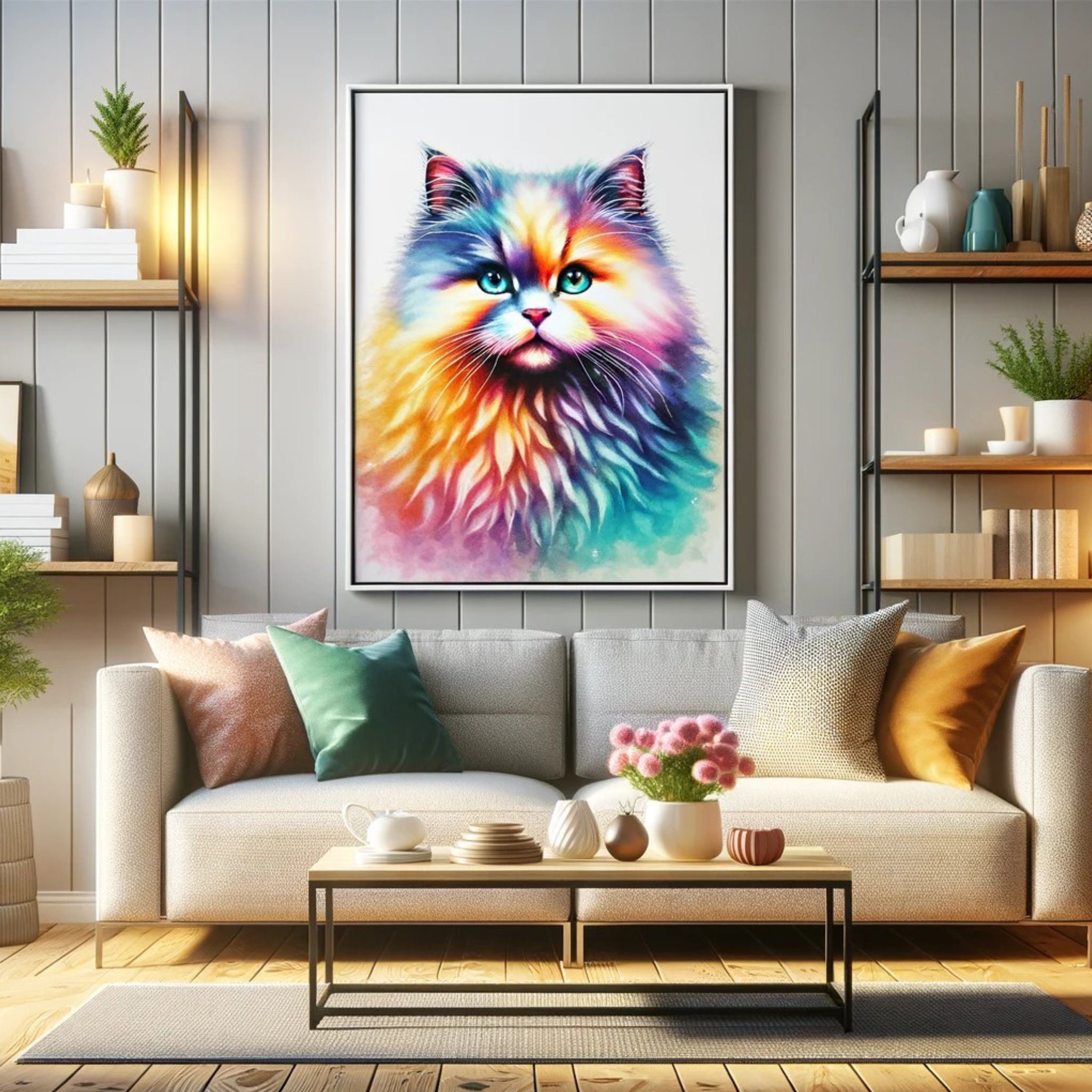 100 Cat Digital Art, Digital Wall Art, Digital Cat Art, Digital Print ...