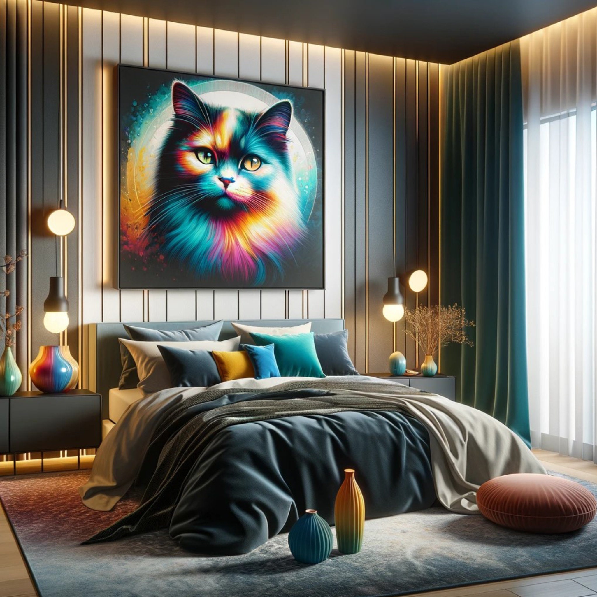 100 Cat Digital Art, Digital Wall Art, Digital Cat Art, Digital Print ...