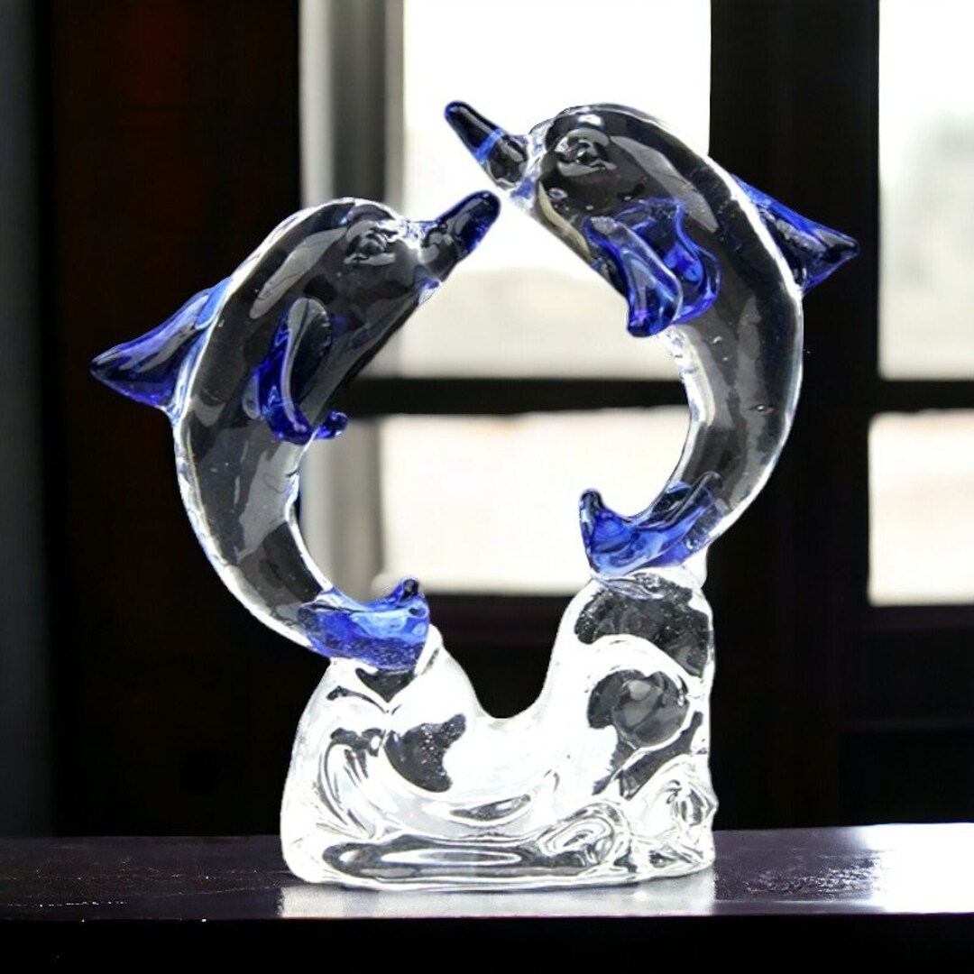Glass Dolphins Dolphin Gemini Figurines Sea Animal Sculpture Home ...