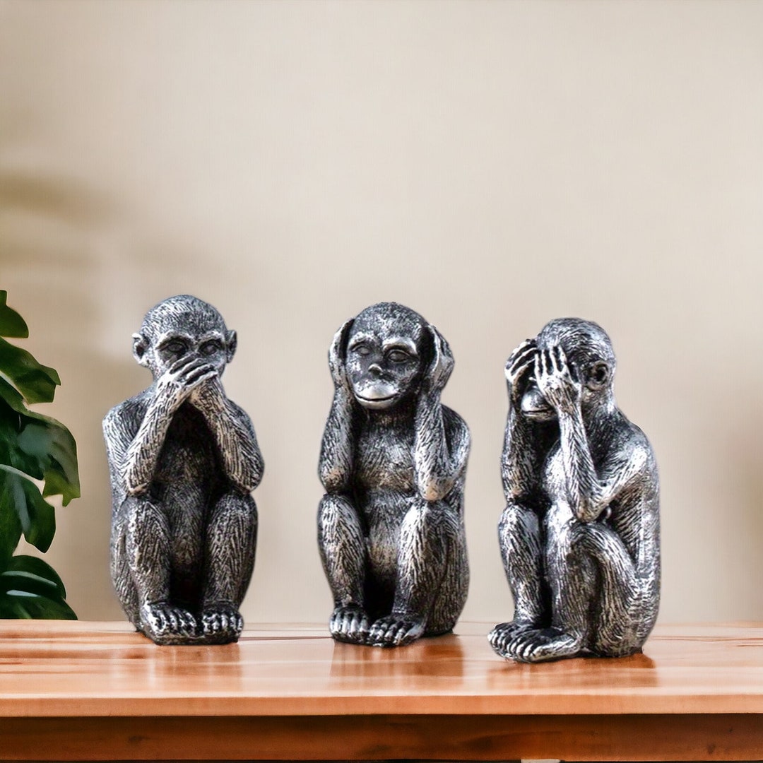 3pc Monkey Statue Set Tabel Statues Home Decor 2 Colors Modern ...