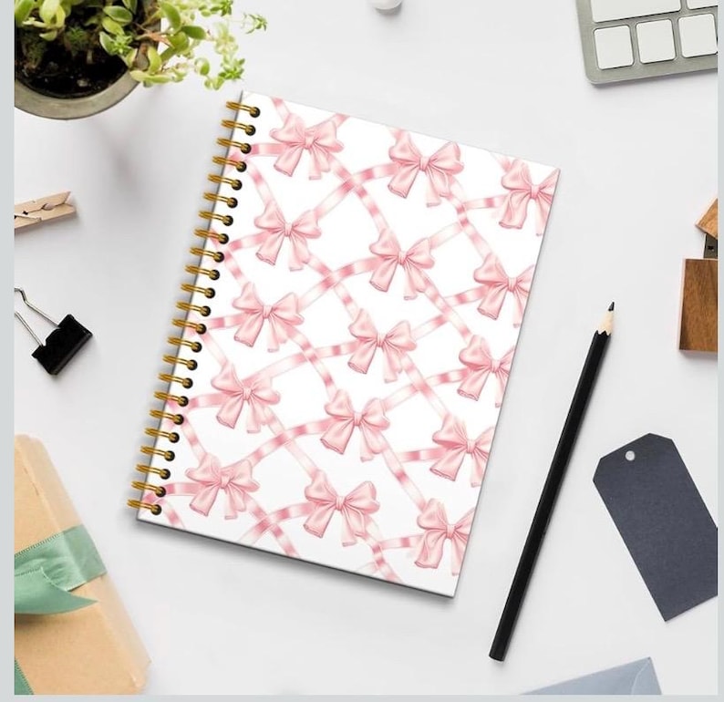 Pink Coquette Bows Spiral Journal Notebook 5.5×8.3,preppy Bows Spiral ...