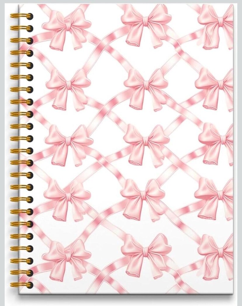 Pink Coquette Bows Spiral Journal Notebook 5.5×8.3,preppy Bows Spiral ...