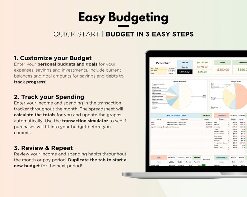 Monthly Budget Spreadsheet Planner Template for Google Sheets - Etsy