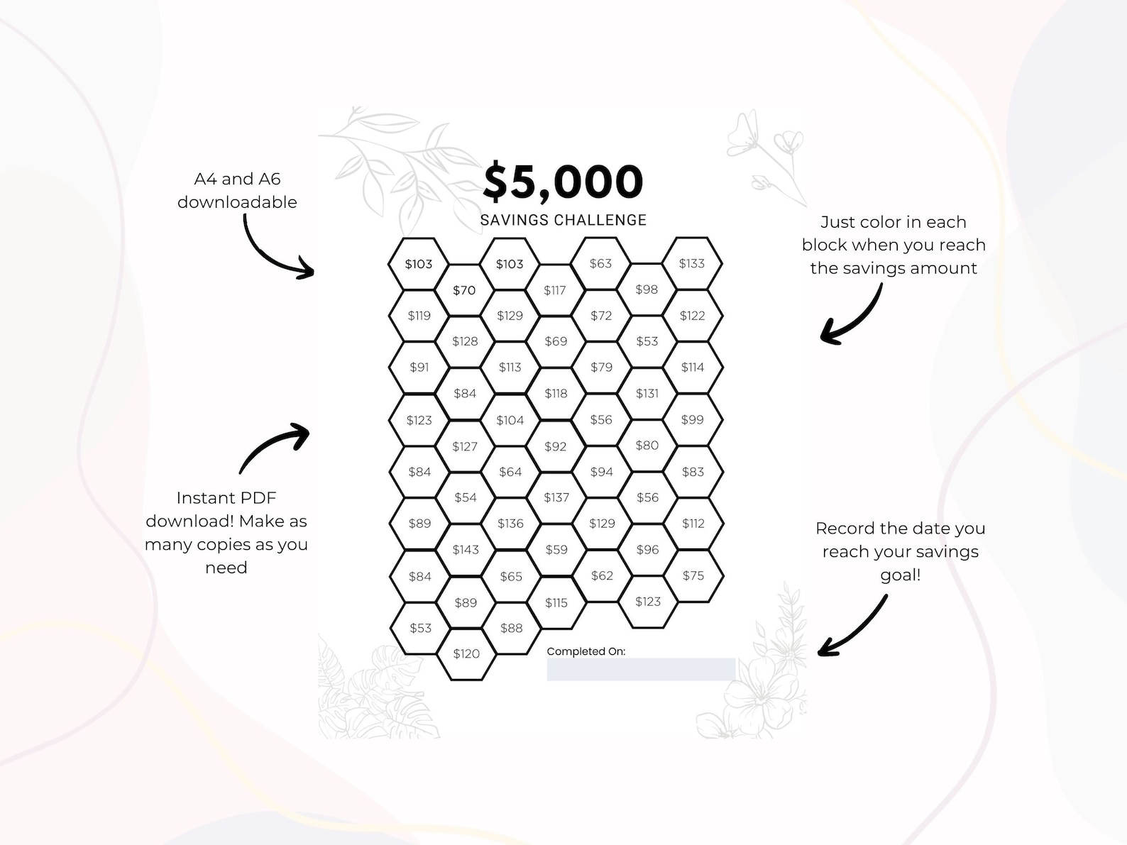 5K Savings Challenge. Save 5,000 in 52 Weeks, Money Savings Challenge ...
