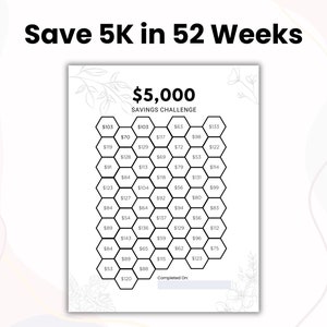 5K Savings Challenge. Save 5,000 in 52 Weeks, Money Savings Challenge ...