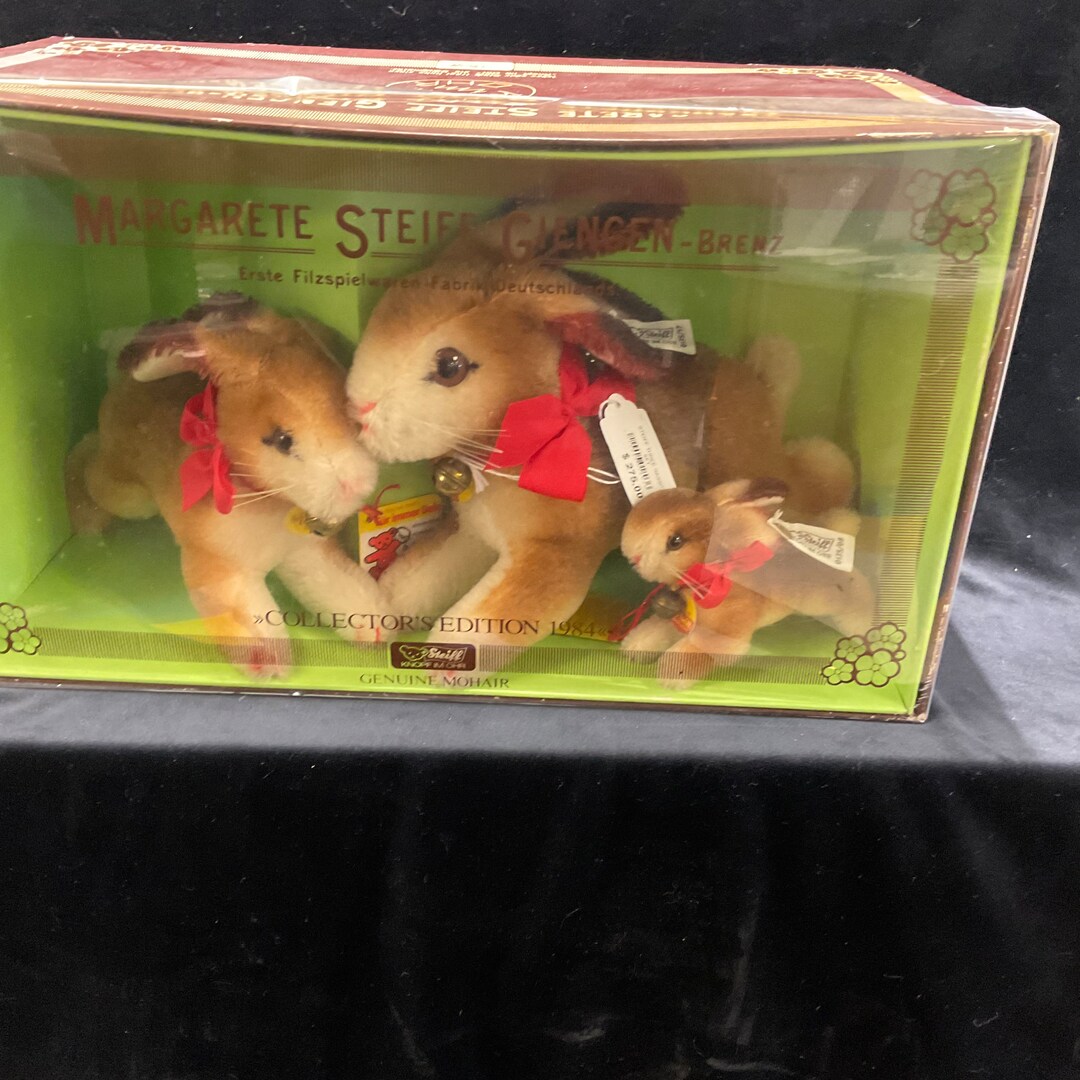 Steiff Vintage Mohair Hoppy Bunny Rabbit Set in Original Box - Etsy