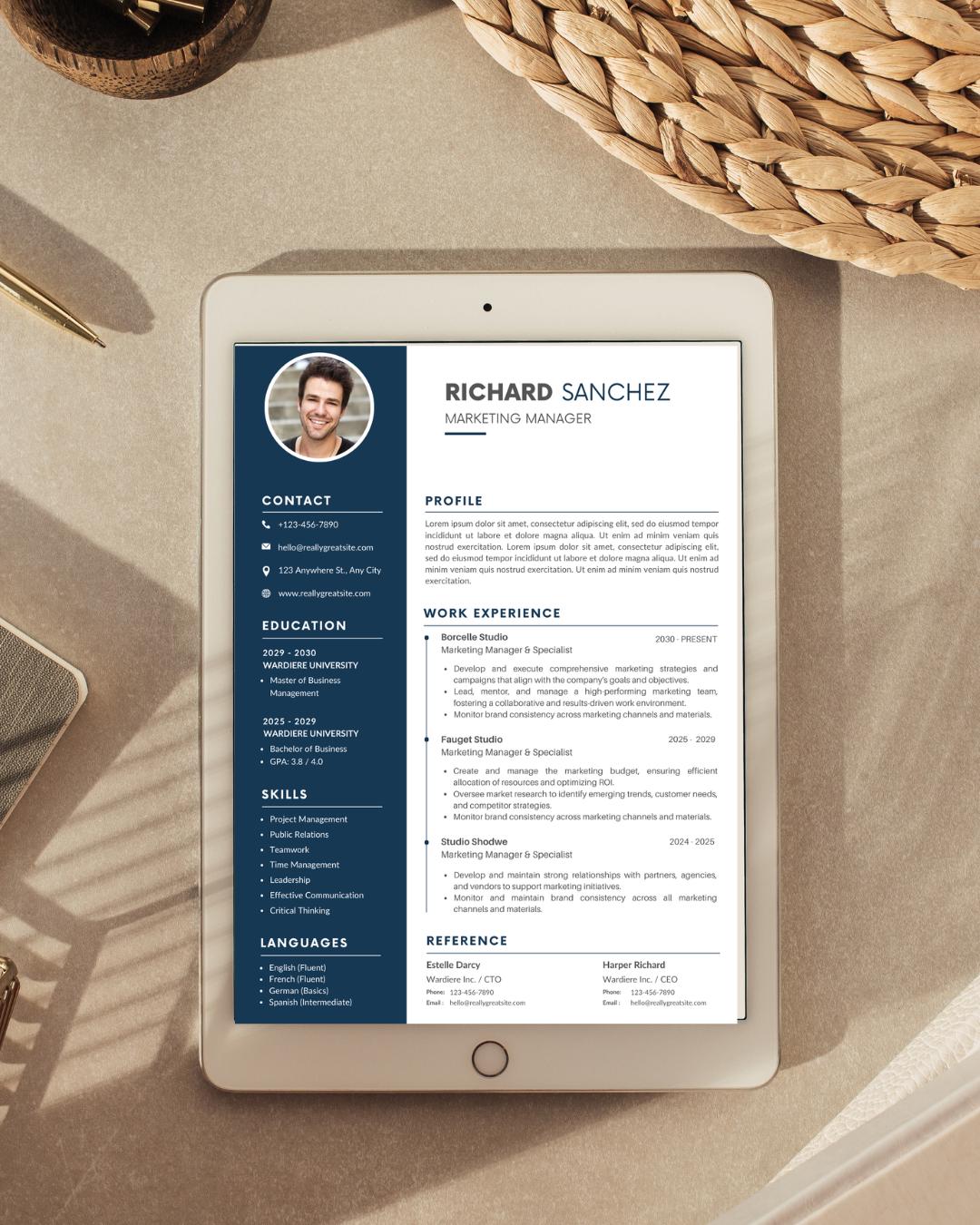 Editable Resume Template – ATS Friendly CV Design, Professional Layout ...