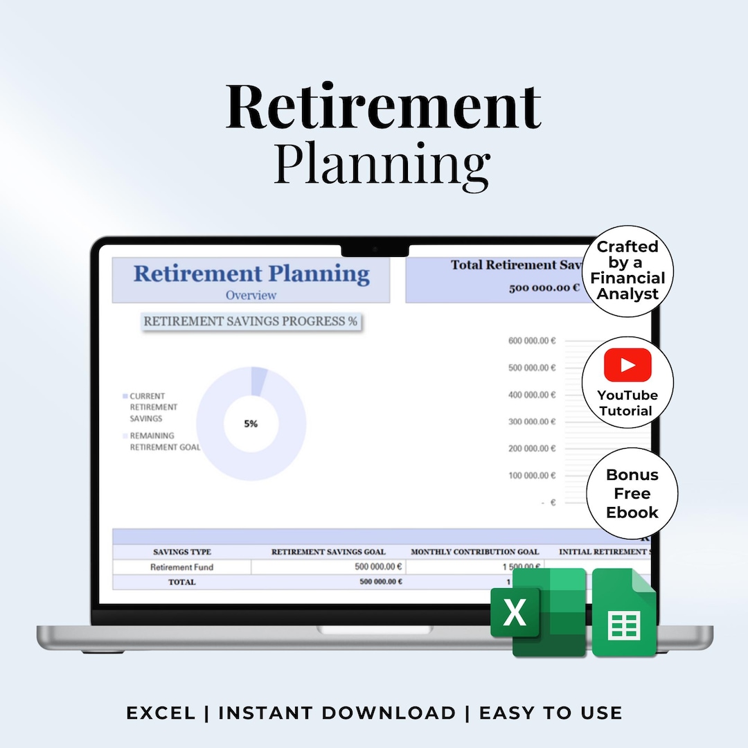 Advanced Retirement Planner - Google Sheets Excel - Instant Download ...