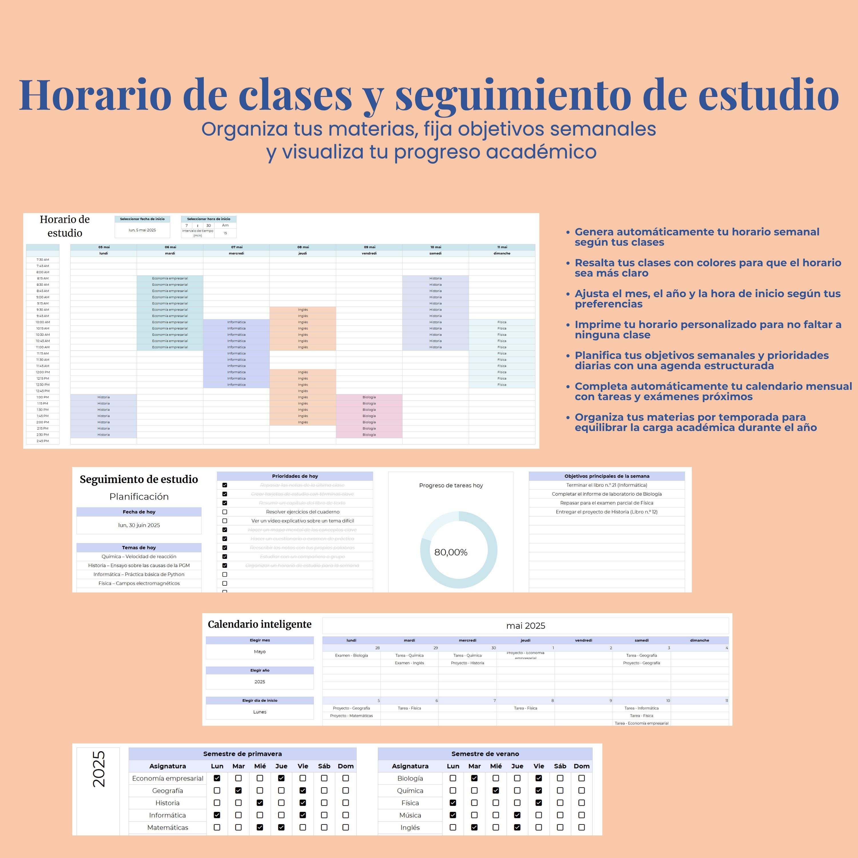 Ultimate Student Planner Spreadsheet Excel Google Sheets Assignment ...
