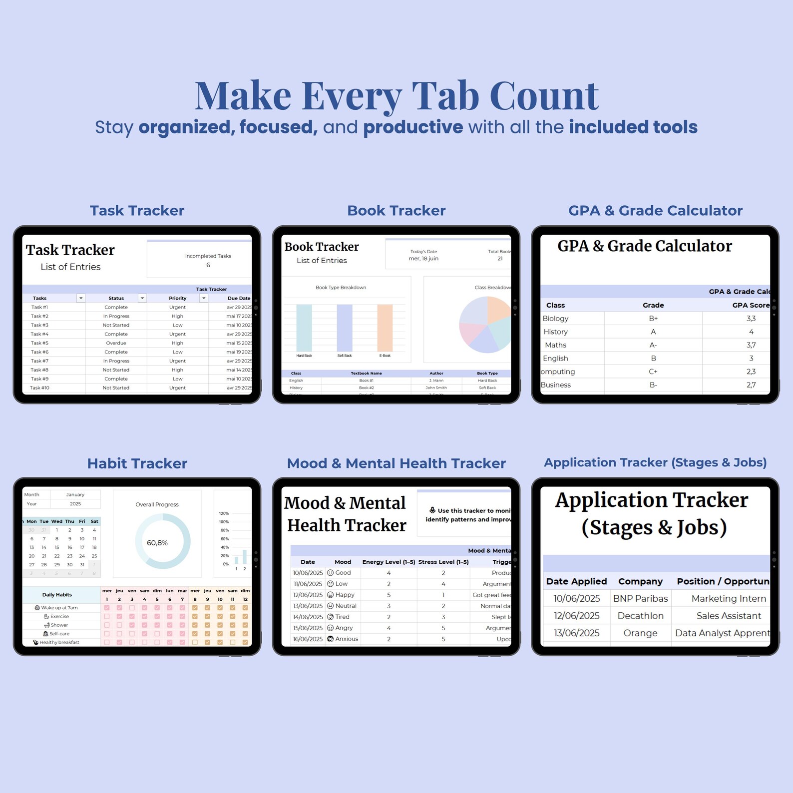 Ultimate Student Planner Spreadsheet Excel Google Sheets Assignment ...