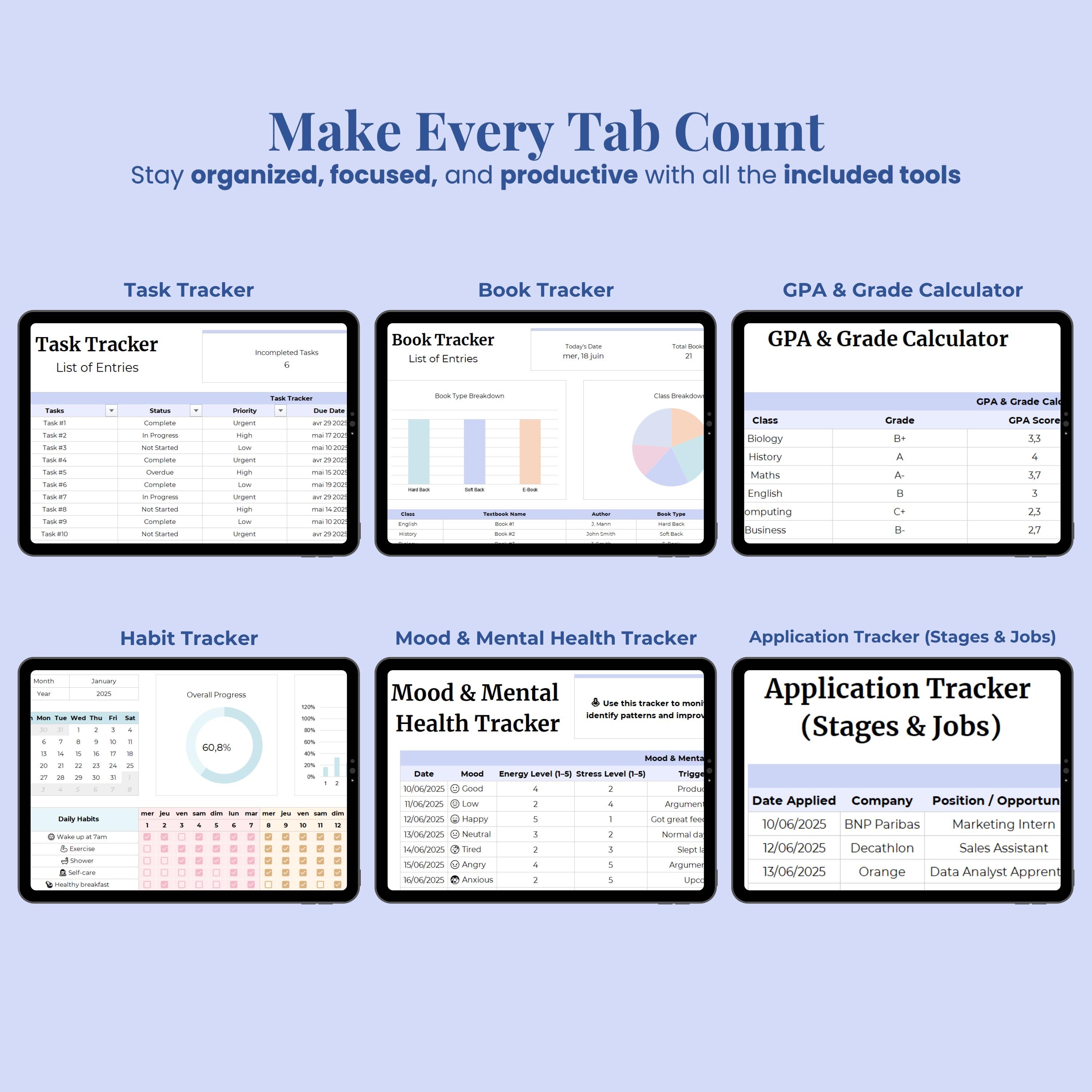 Ultimate Student Planner Spreadsheet Excel Google Sheets Assignment ...