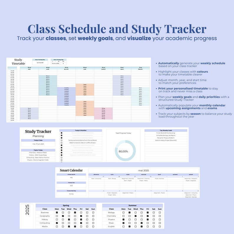 Ultimate Student Planner Spreadsheet Excel Google Sheets Assignment ...