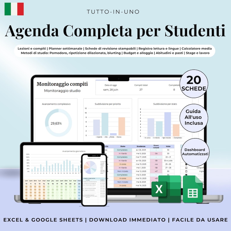 Ultimate Student Planner Spreadsheet Excel Google Sheets Assignment ...