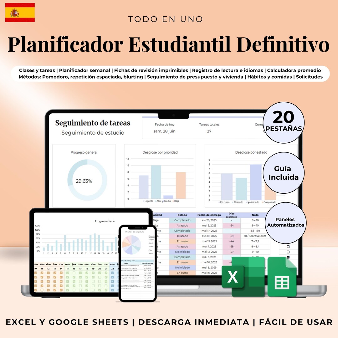 Ultimate Student Planner Spreadsheet Excel Google Sheets Assignment ...
