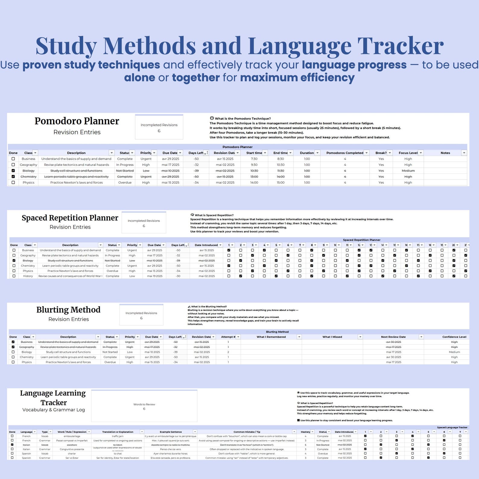 Ultimate Student Planner Spreadsheet Excel Google Sheets Assignment ...