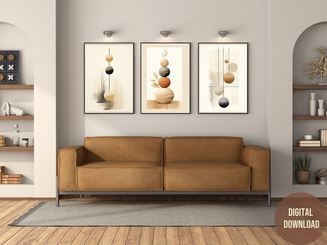 3pc Japandi Wall Art Set, Japandi Wall Art, Japandi Wall Decor, Abstract Wall Art, Neutral Wall ...