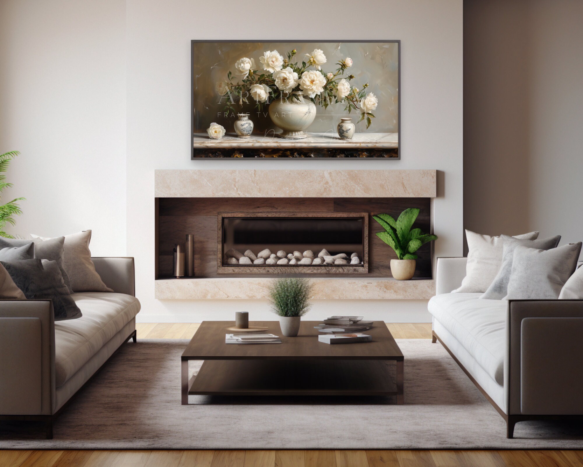 Vintage Still Life Oil Painting of White Roses in a Vase for the Frame ...