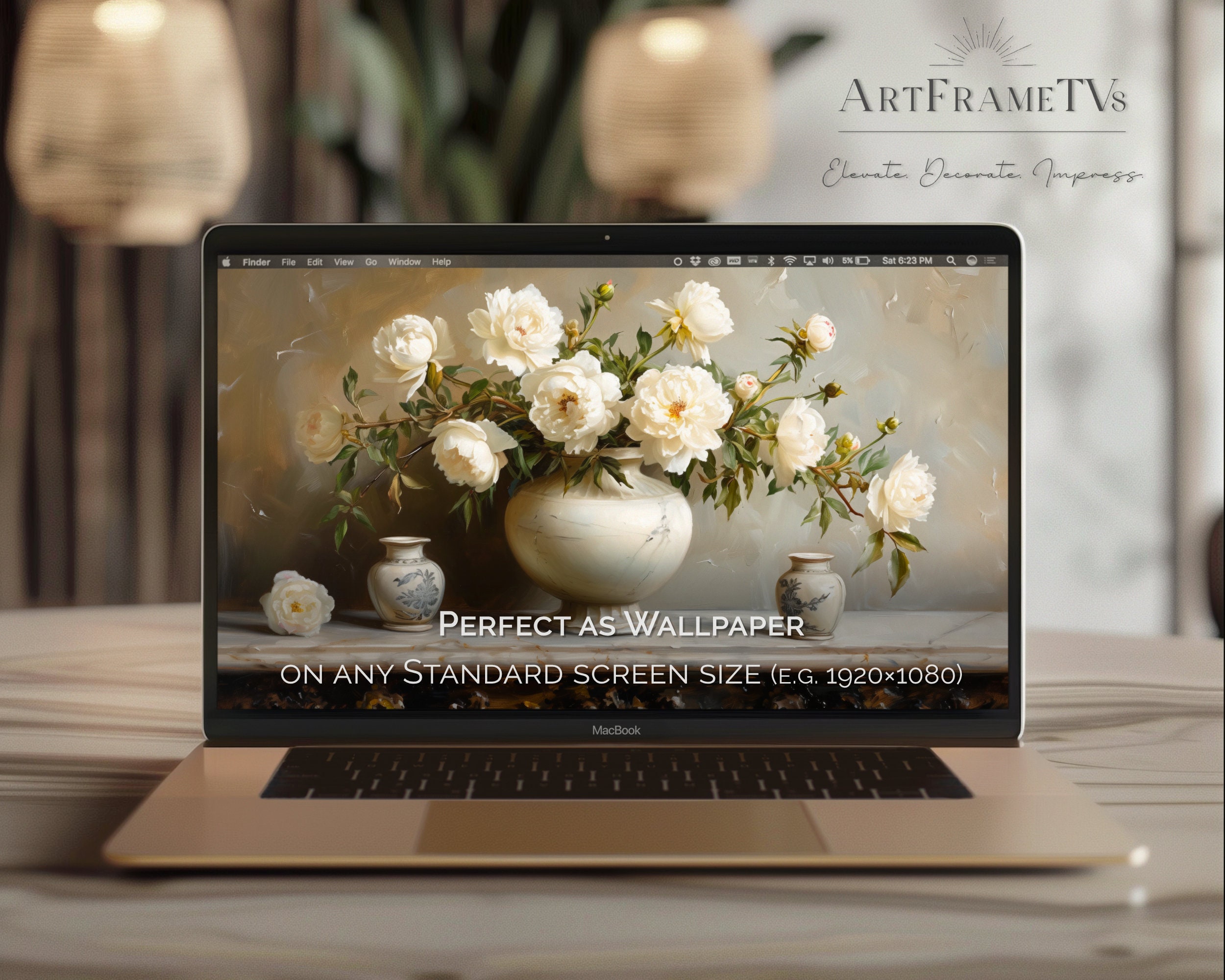 Vintage Still Life Oil Painting of White Roses in a Vase for the Frame ...