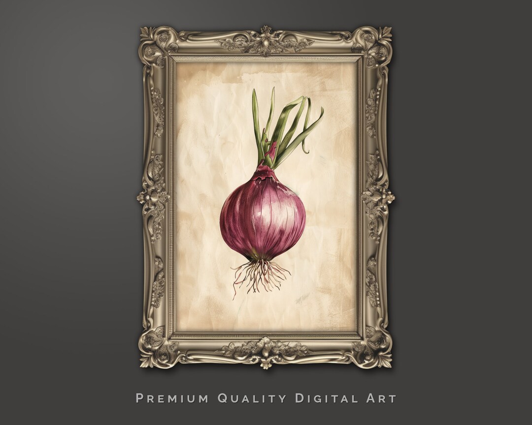 Red Onion Wall Art, Vegetable Wall Art, Rustic Decor, Kitchen Art Print ...