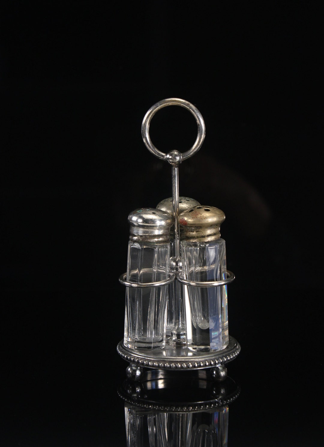 Vintage Cut Glass Cruet Set on Silverplated Stand - Etsy
