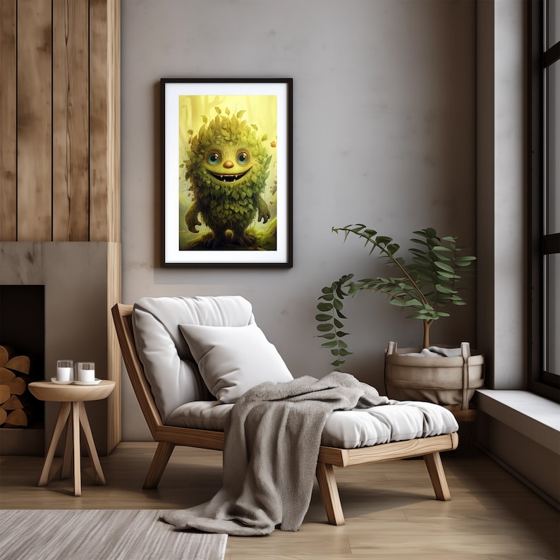Printable Wall Art Oil Painting Enchanted Forest Friend Cute Monsters ...