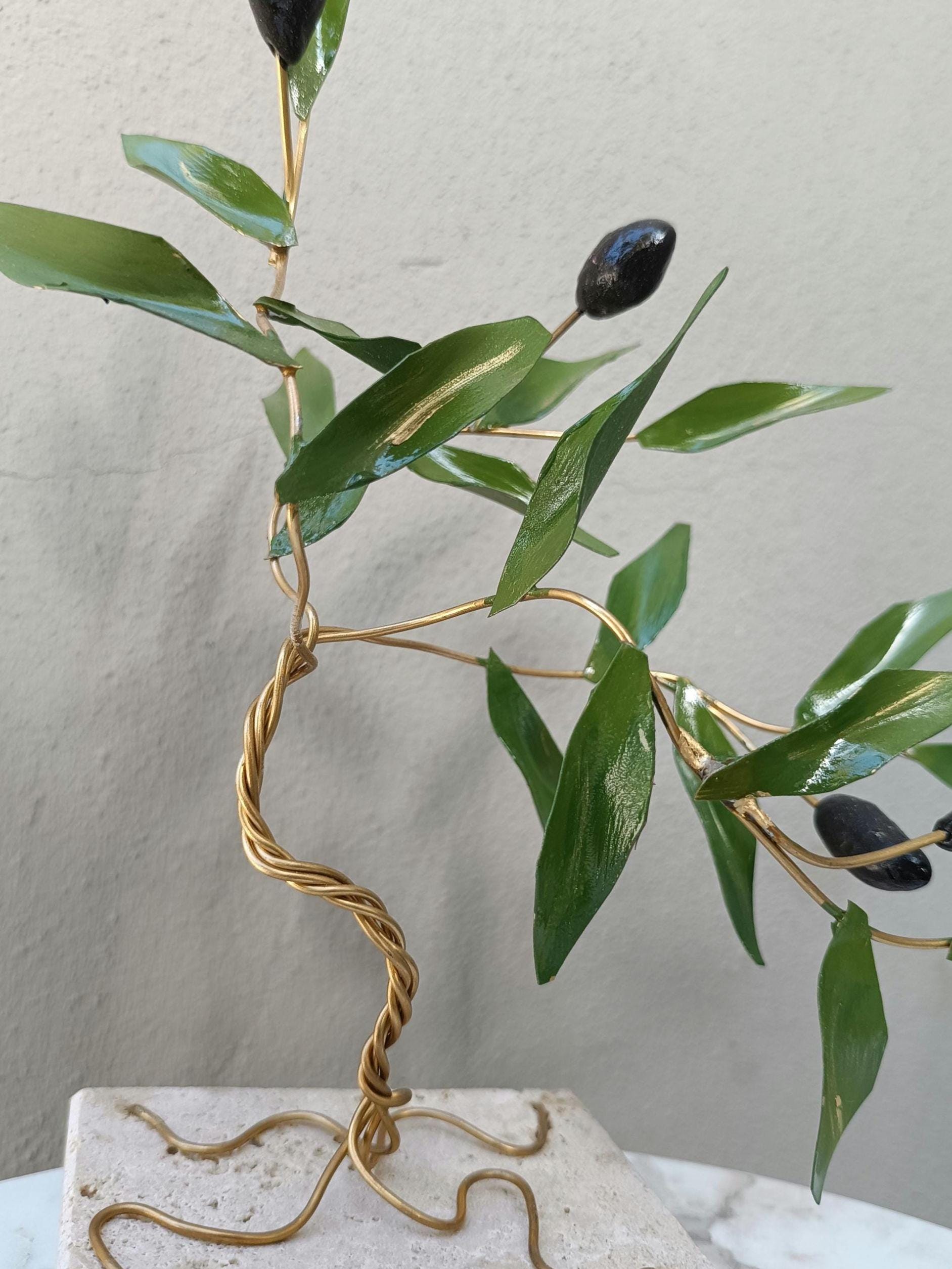 Olive Tree With Green Leaves, Greek Handmade Art Gift, Interior ...