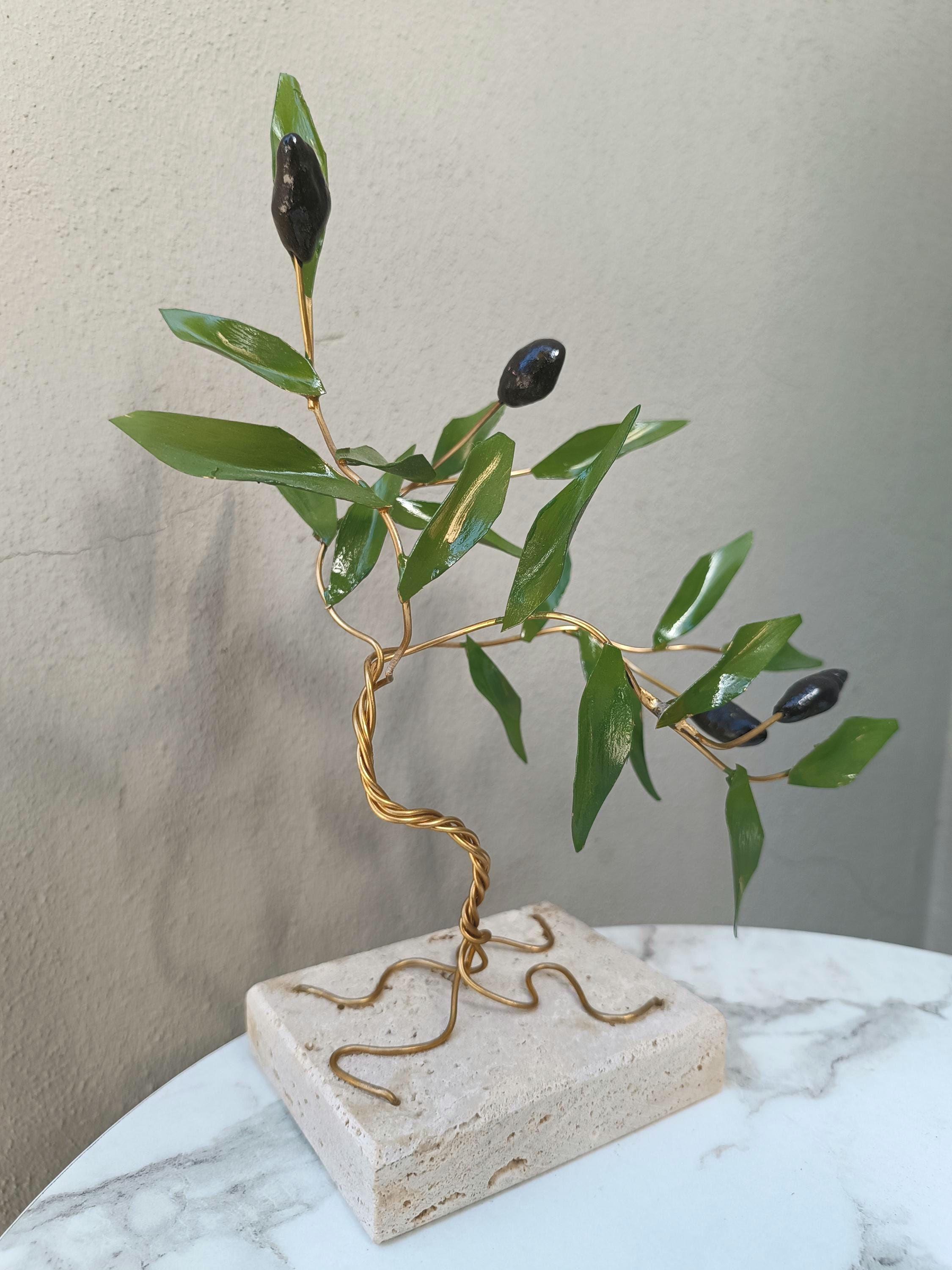 Olive Tree With Green Leaves, Greek Handmade Art Gift, Interior ...