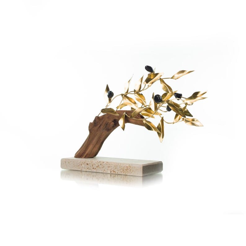 Handmade Olive Tree Sculpture, Bronze & Nickel Silver Leaves, Greek Art ...