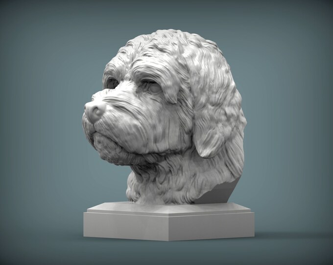 Golden Doodle Dog Bust, Dog Figurine, Dog Statue, Dog Lover Gift, Dog ...