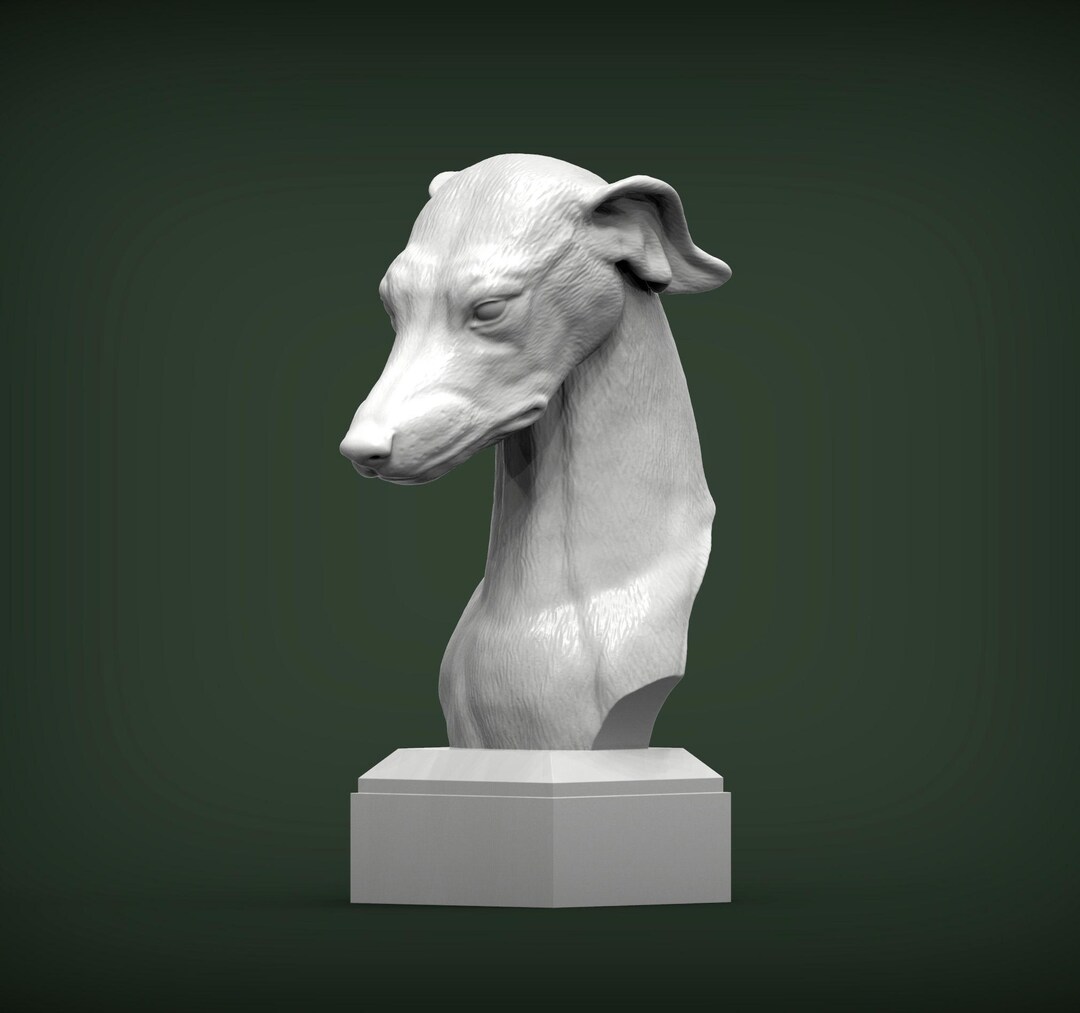 Greyhound Figurine, Dog Bust, Unpainted Dog Statue, Dog Lover Gift, Dog ...
