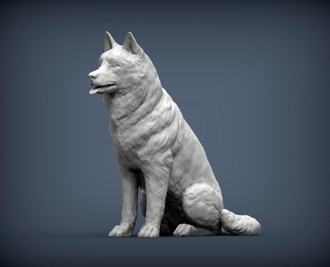 Husky Sitting Dog Bust, Dog Figurine, Dog Statue, Dog Lover Gift, Dog ...