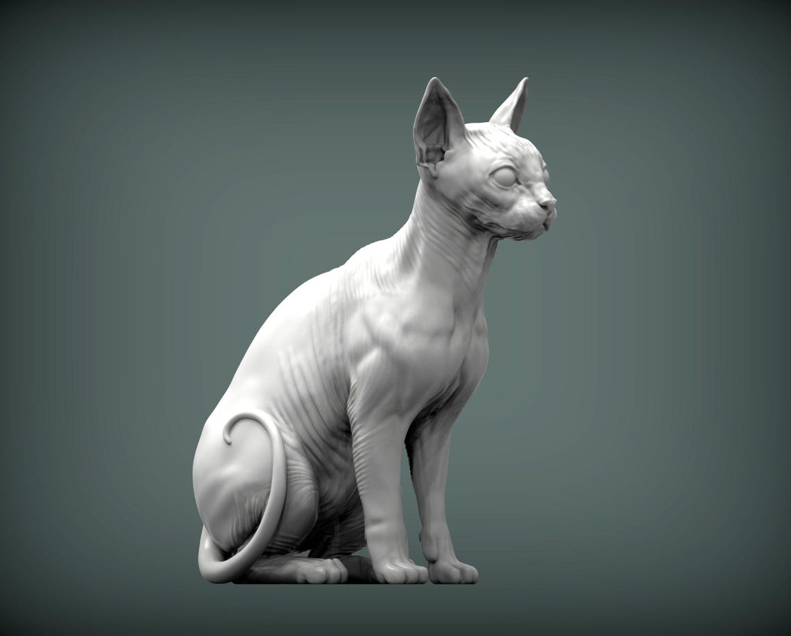 Sphynx Cat Figurine, Cat Figurine, Unpainted Cat Statue, Cat Lover Gift ...