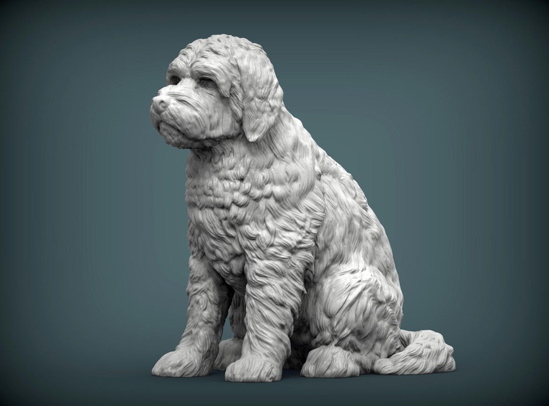 Goldendoodle Sitting Dog Bust, Dog Figurine, Dog Statue, Dog Lover Gift ...