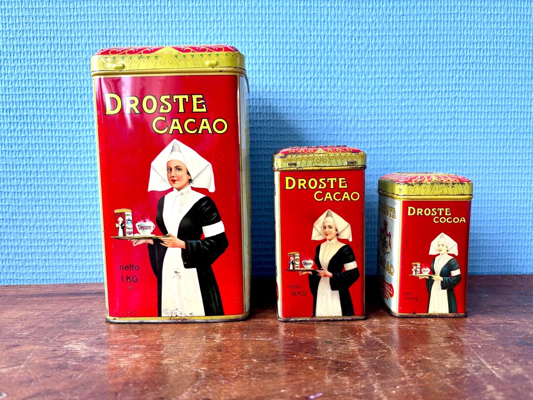 Droste Cocoa Tins of 1 Kilo, 250 Grams and 100 Grams From the 1950s - Etsy