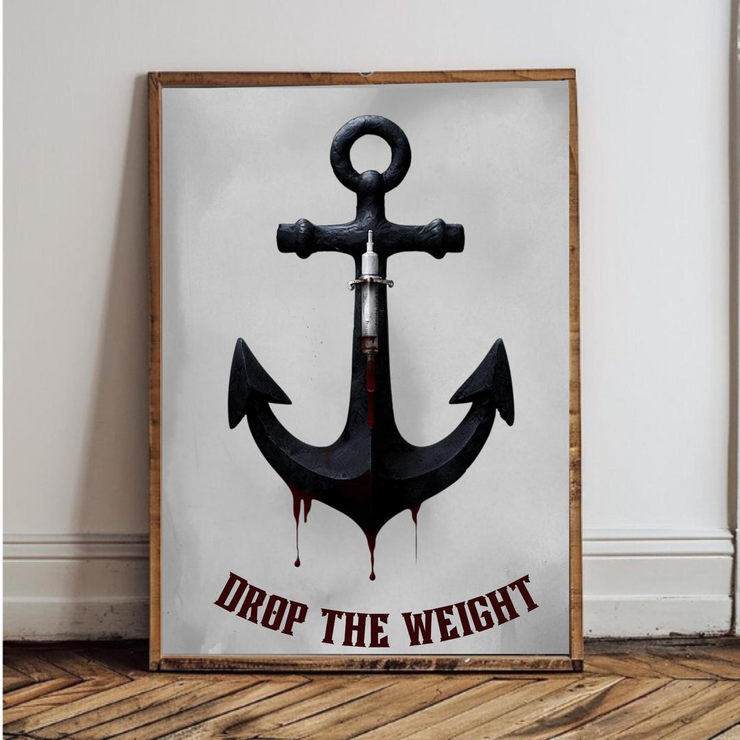 Addiction Recovery Wall Art, Gothic Anchor Syringe Poster, Mental ...