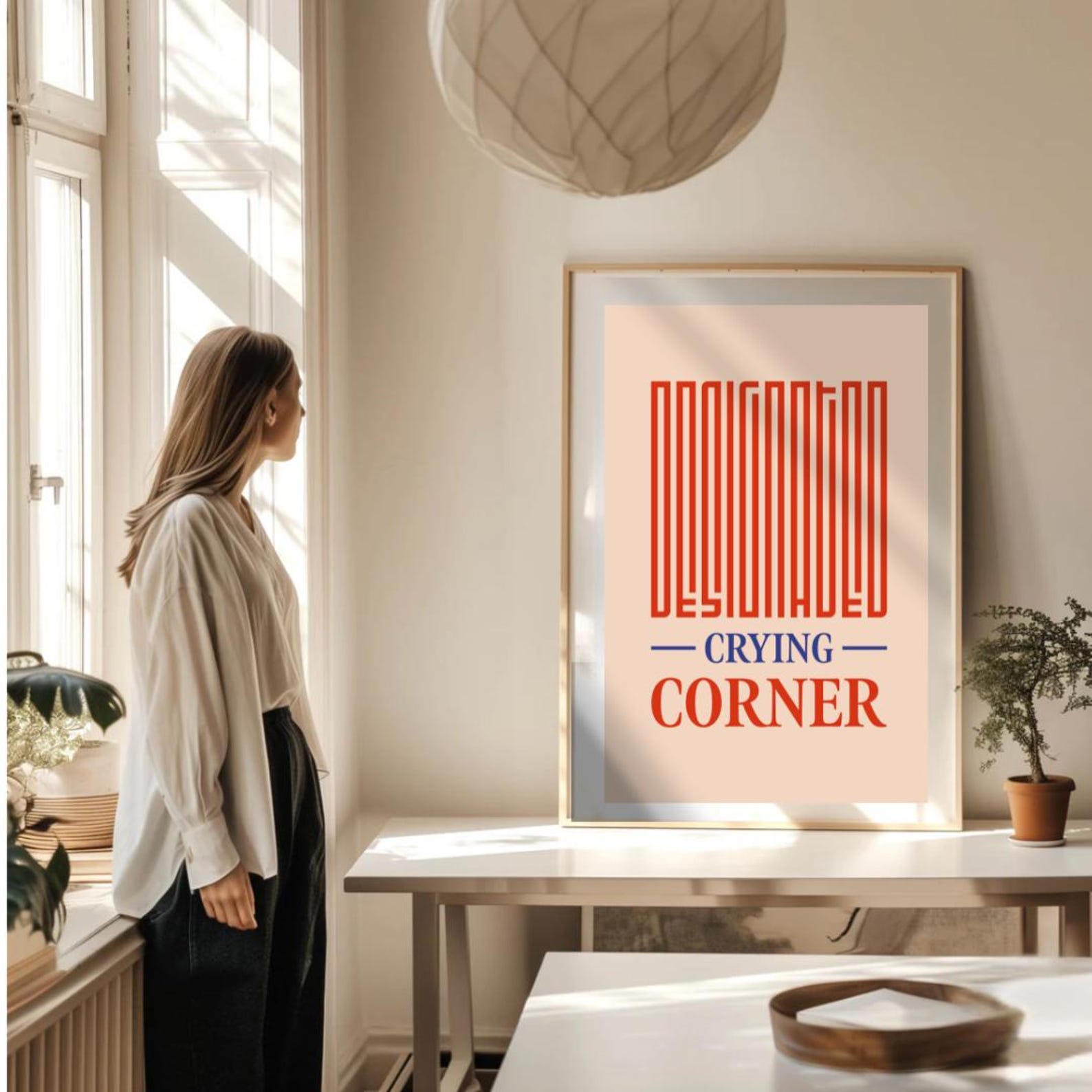Designated Crying Corner Poster, Funny Mental Health Wall Art ...