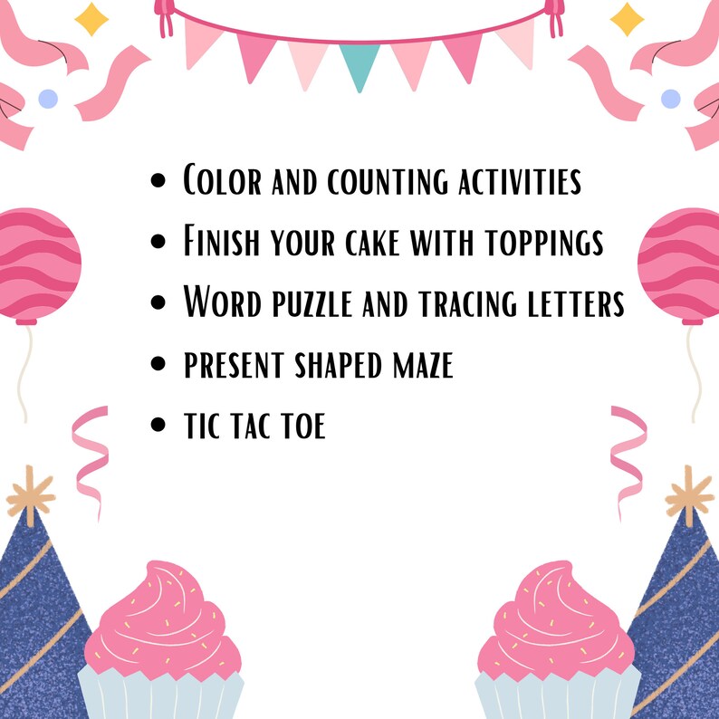 Birthday Party Coloring Placemat for Kids Personalized Template ...