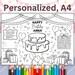 Birthday Party Coloring Placemat for Kids Personalized Template ...