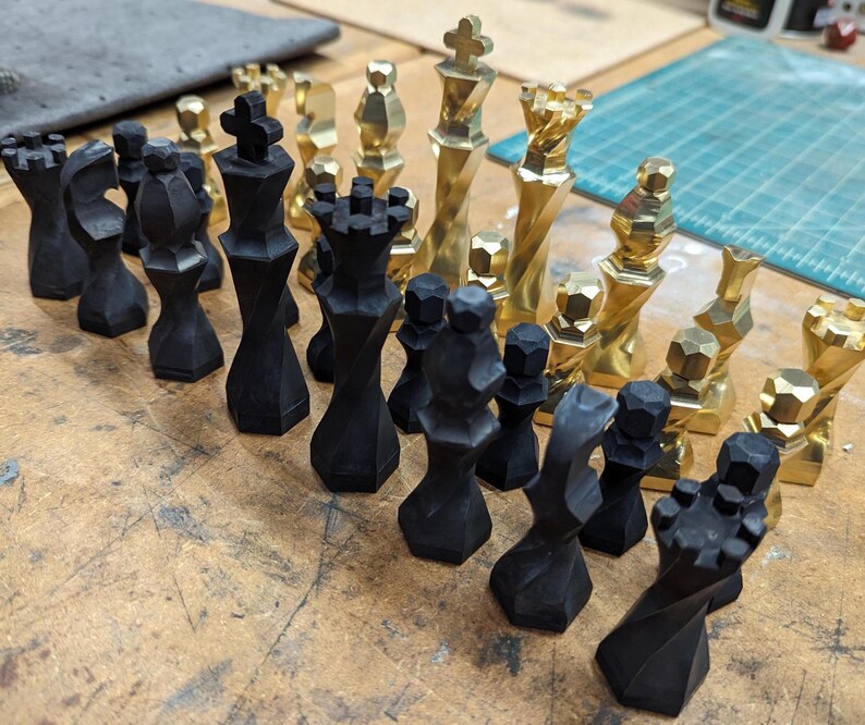 Handmade Solid Brass Chess Set | Padauk & Maple Board - Etsy