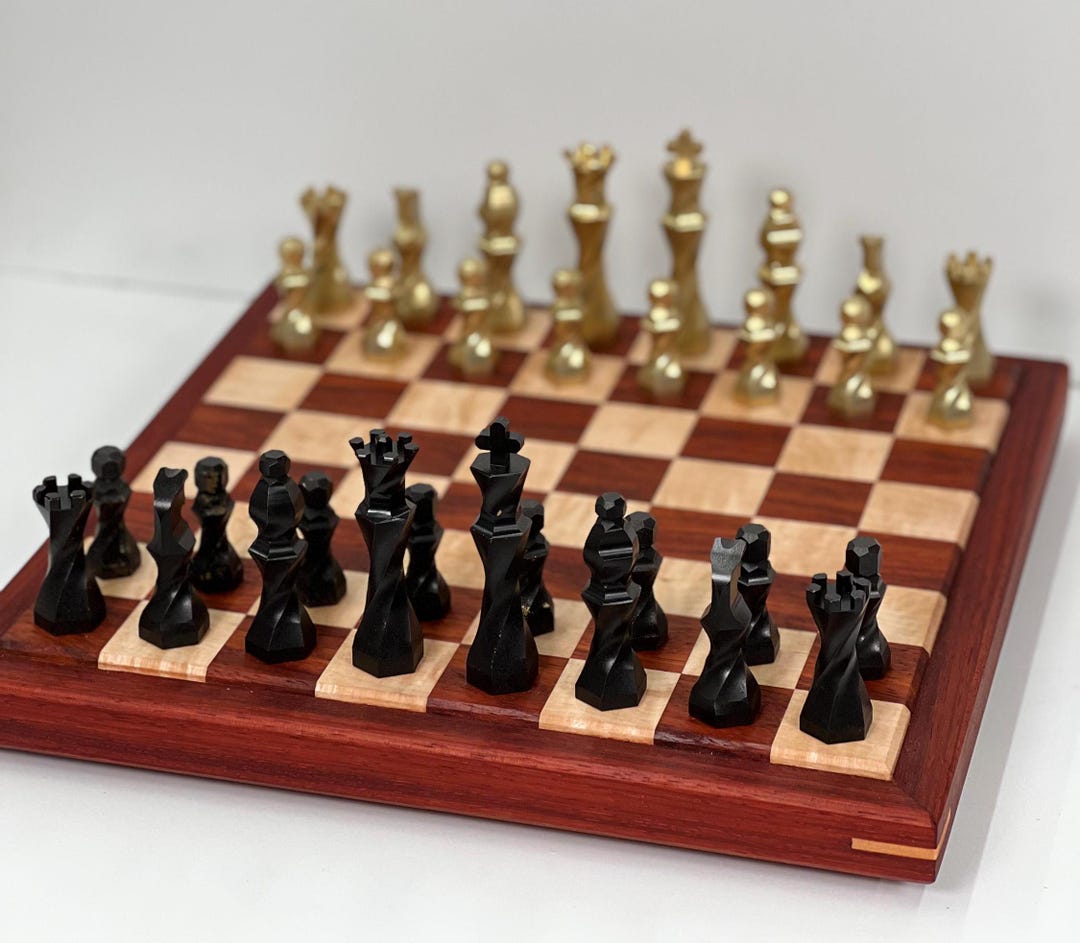 Solid Brass Metal Chess Set With Premium Wooden Board | Facet Design ...