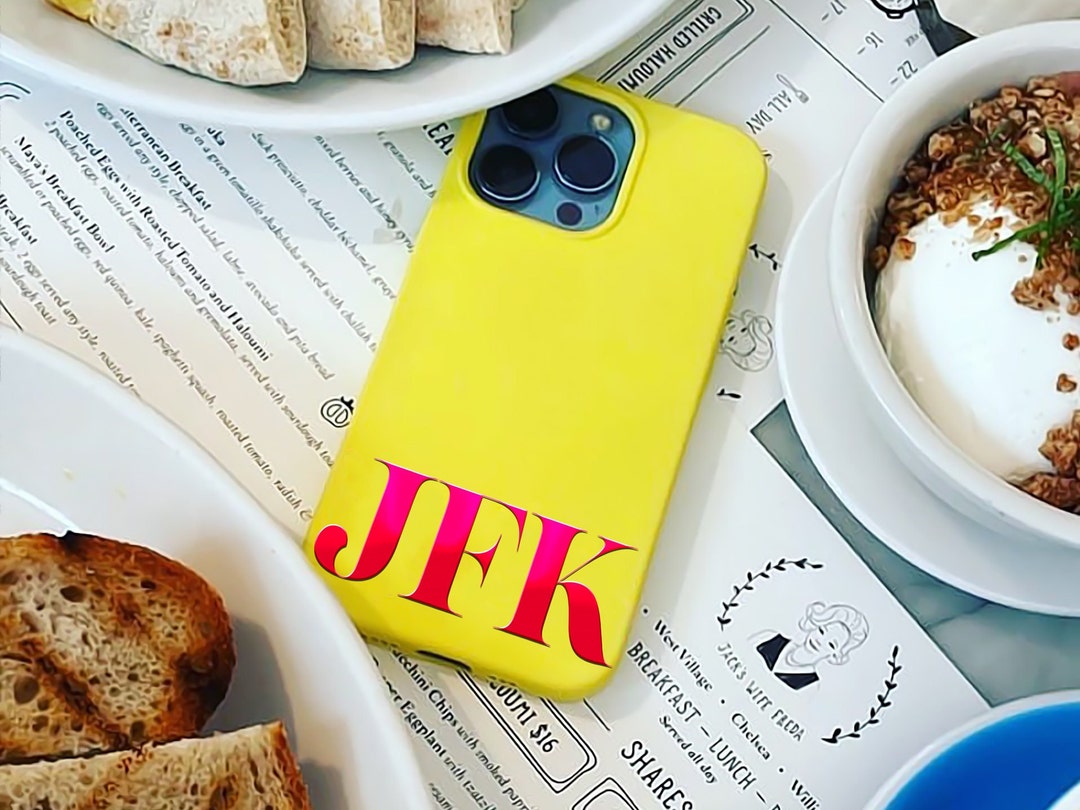 Yellow iPhone Case Embossed Name iPhone Case Custom Initial iPhone Case ...