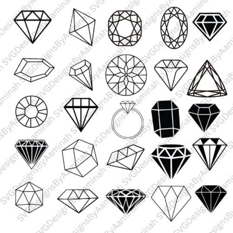 Diamond Bundle - Diamond SVG PNG EPS Dxf Bundle - Diamond Clipart ...