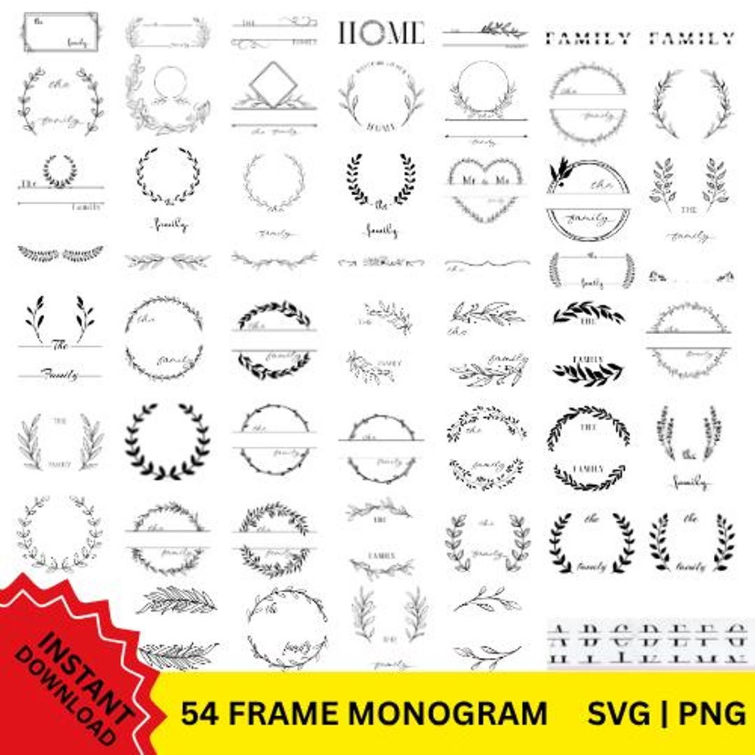 54 Frame Reef Monogram and Alphabet Svg Graphic Split Monogram Letter ...