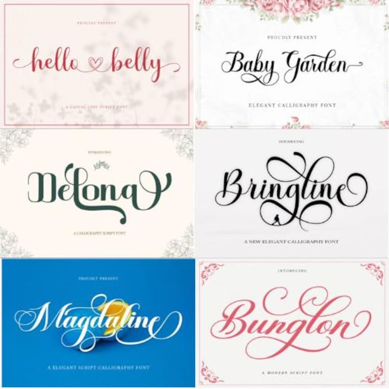 40 Modern Wedding Script Fonts – Cricut & Canva Font Bundle (OTF TTF) (digital Download) - Etsy