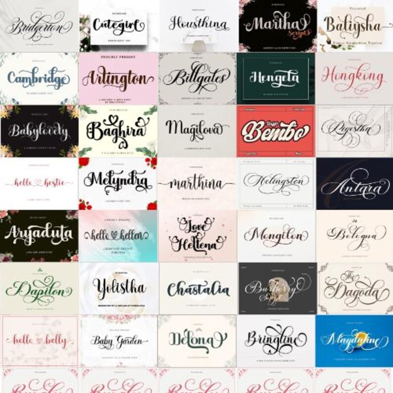 40 Modern Wedding Script Fonts – Cricut & Canva Font Bundle (OTF TTF) (digital Download) - Etsy