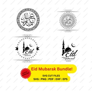 Eid Mubarak Calligraphy Writing Svg, Vector Cut File for Cricut ...