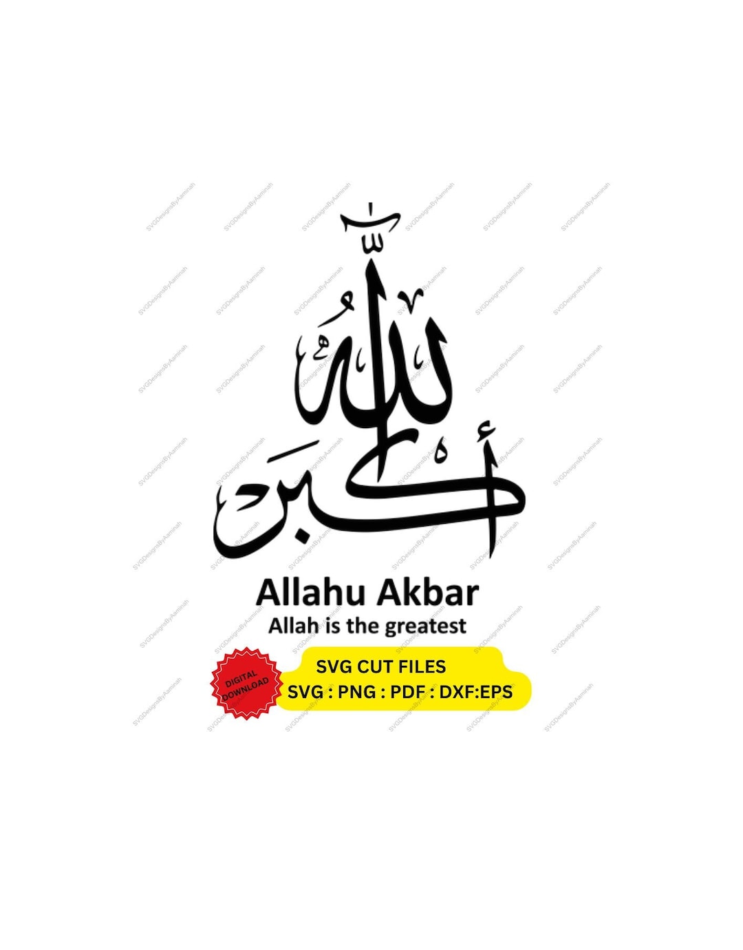 Allahu Akbar Arabic Calligraphy Writing Svg, Vector Cut File for Cricut, Silhouette, Pdf Png Eps ...