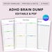Editable ADHD Brain Dump Templates, Printable ADHD Planner, ADHD ...